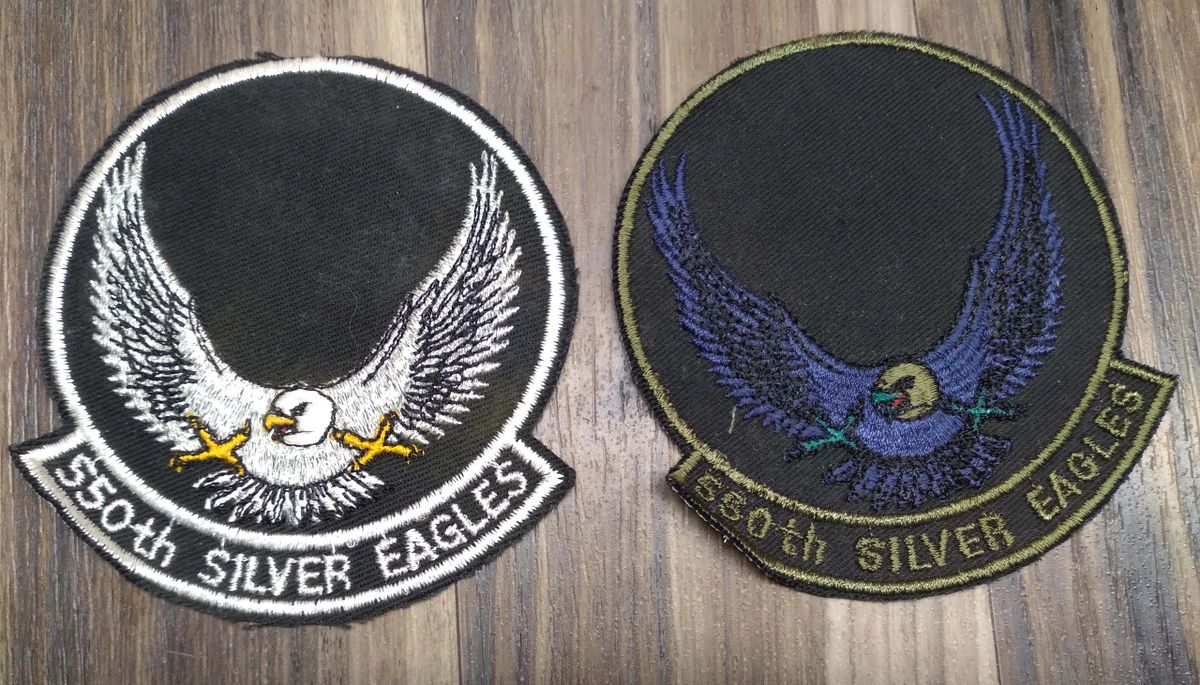 SOLD - COLD WAR ERA U.S. 550TH FIGHTER SQUADRON SILVER EAGLES PATCHES, Item #6957
