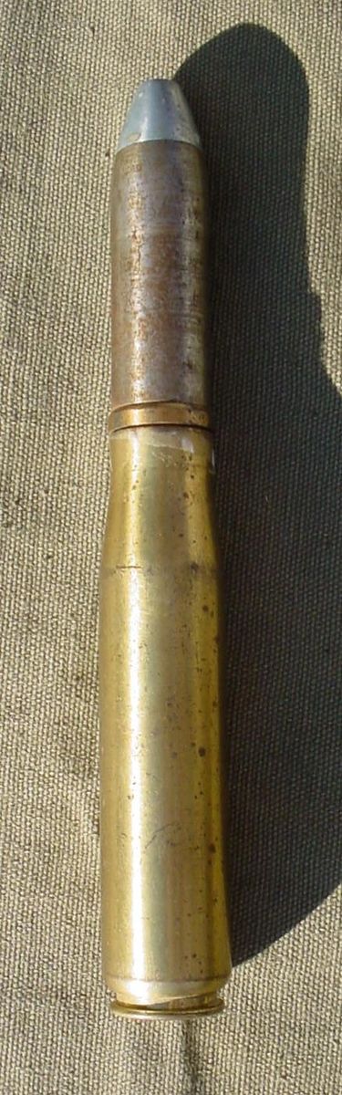 SOLD - WWII US INERT 20MM HIGH EXPLOSIVE ROUND, Item #3240