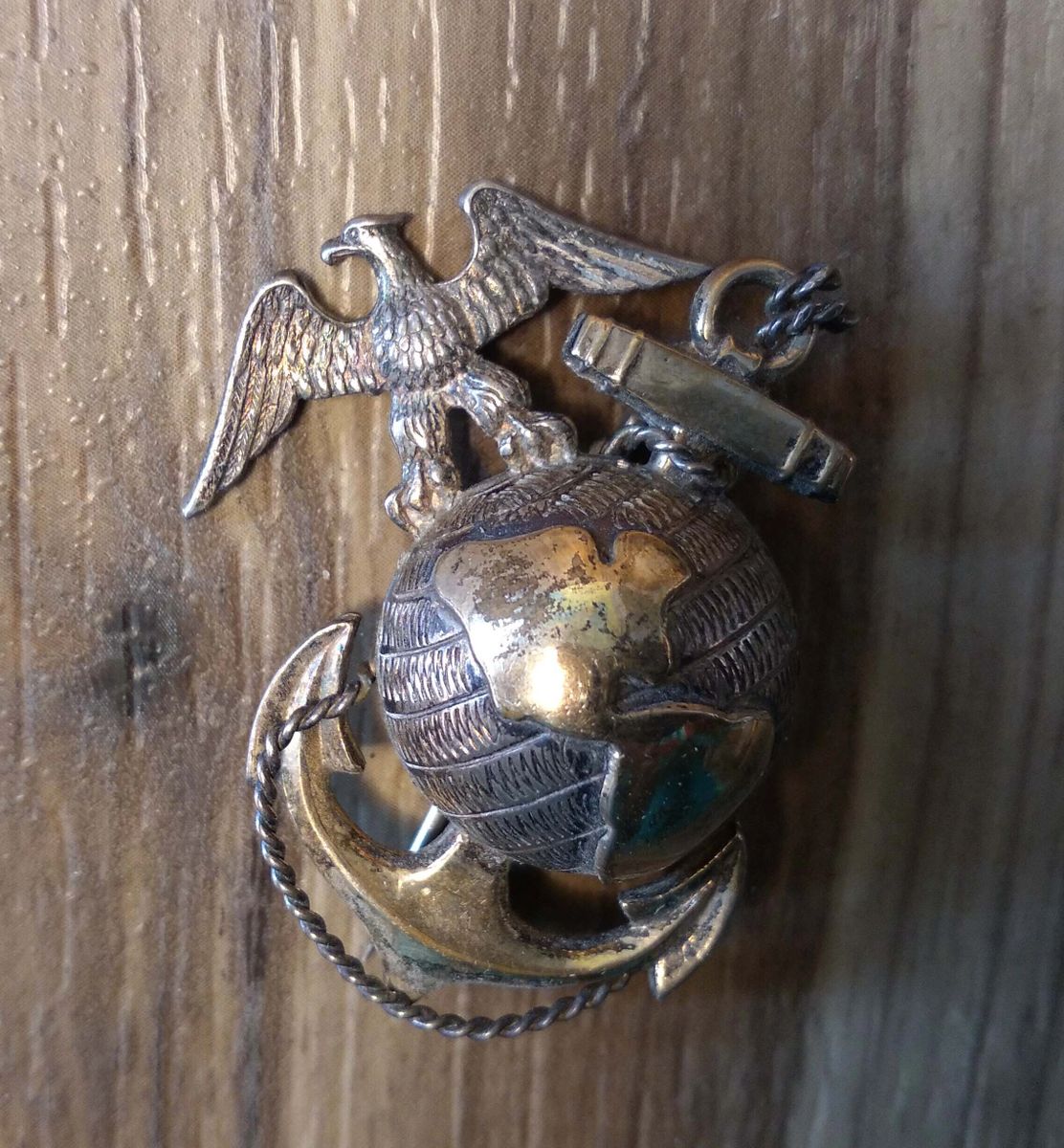SOLD - WWII US MARINE CORPS OFFICERS VISOR HAT BADGE CONVERTED INTO A ...
