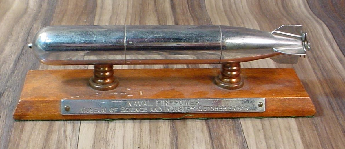 SOLD - US WWII – US NAVY TORPEDO – DESK ORNAMENT MUSEUM OF SCIENECE AND ...