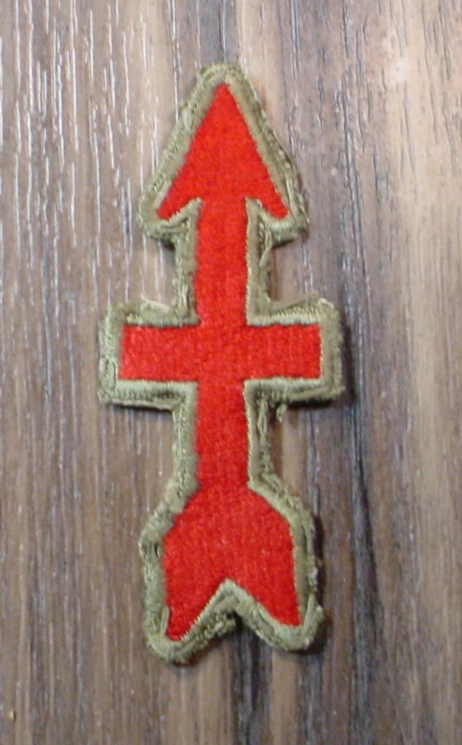WWII US ARMY 32ND DIVISION GREEN BACK OD BORDER RED ARROW PATCH, Item #3410