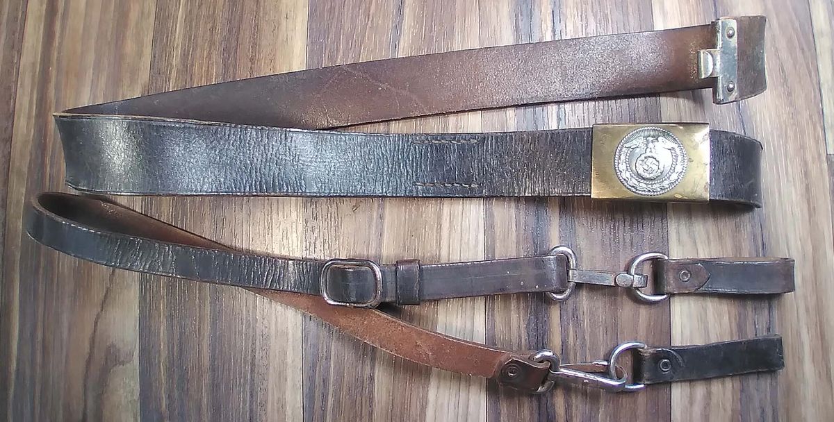 WWII GERMAN RARE EARLY HITLER YOUTH BELT, BUCKLE AND CROSS STRAP, Item ...