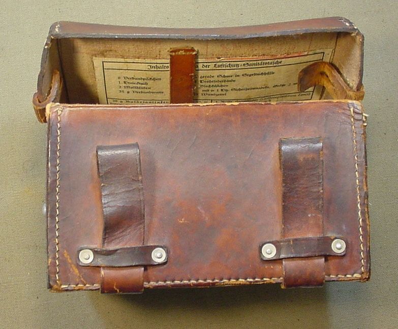 WWII GERMAN LUFTSCHUTZ LEATHER FIRST AID POUCH, Item #1957