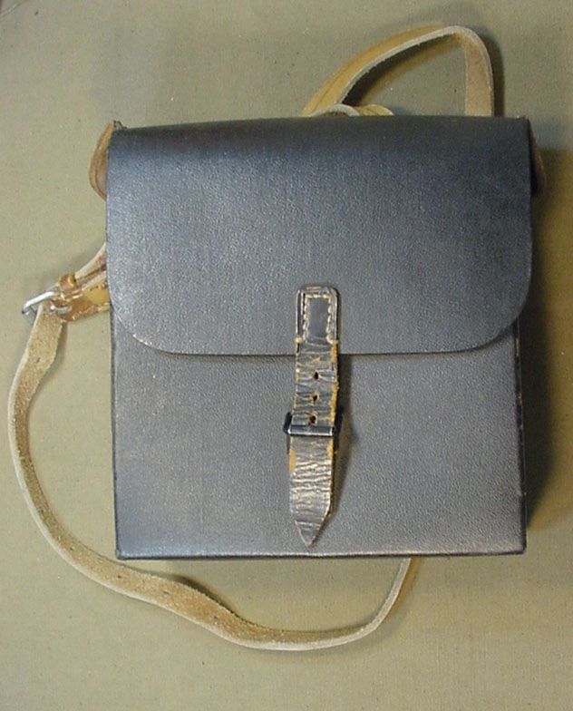 WWII GERMAN LATE WAR PRESSED PAPER POUCH WITH LEATHER STRAP, Item #1980