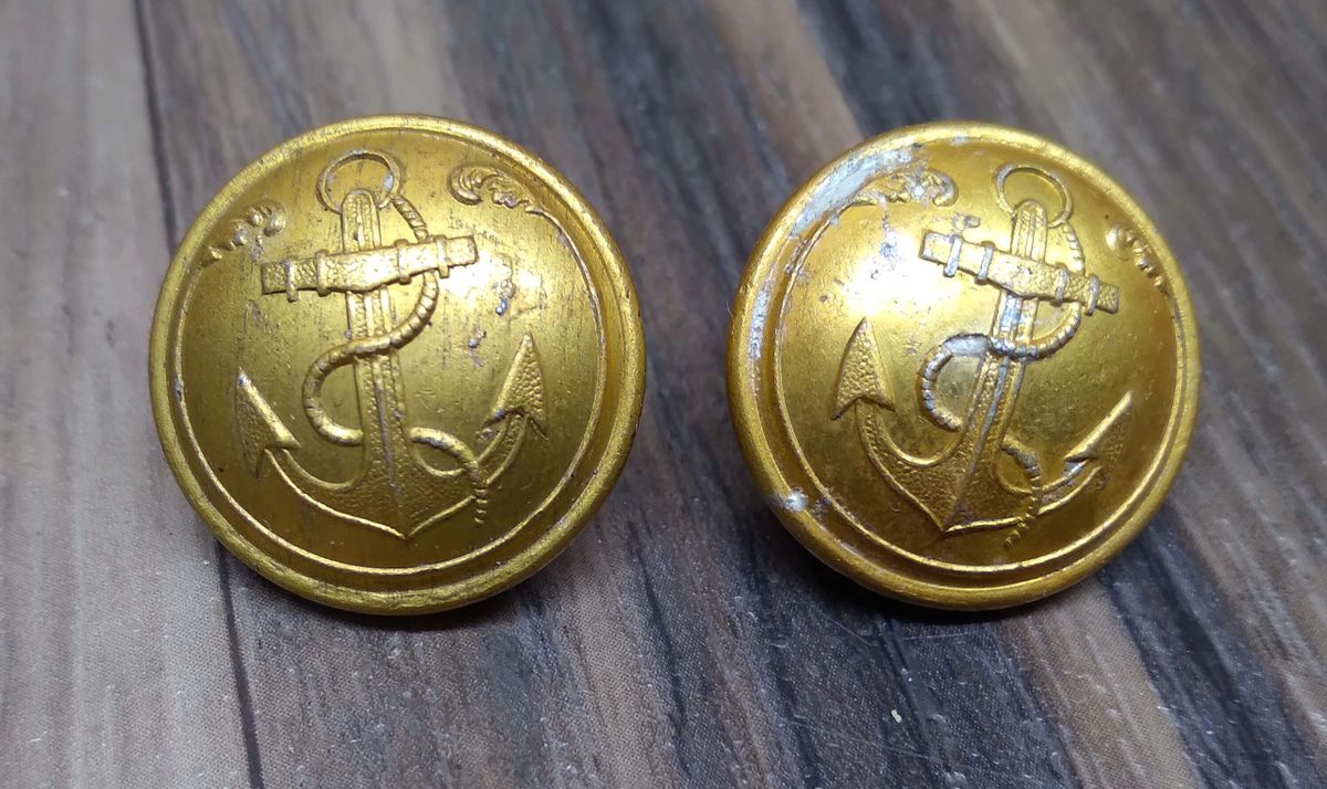 VINTAGE FRENCH NAVAL BUTTONS SET OF 2, Item #6926