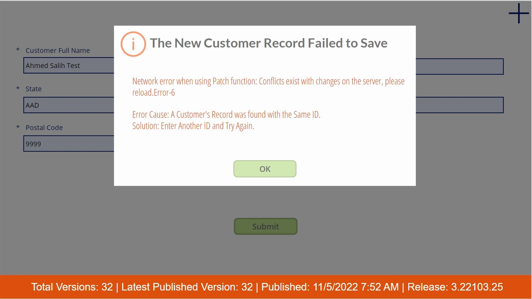 Show Detailed Error Message In Powerapps Canvas