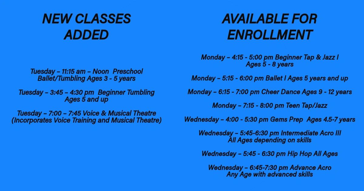 2023/2024 Dance Classes off to a great start! GEMS are amazing!