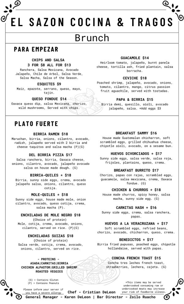 Cocina & Tragos Menu