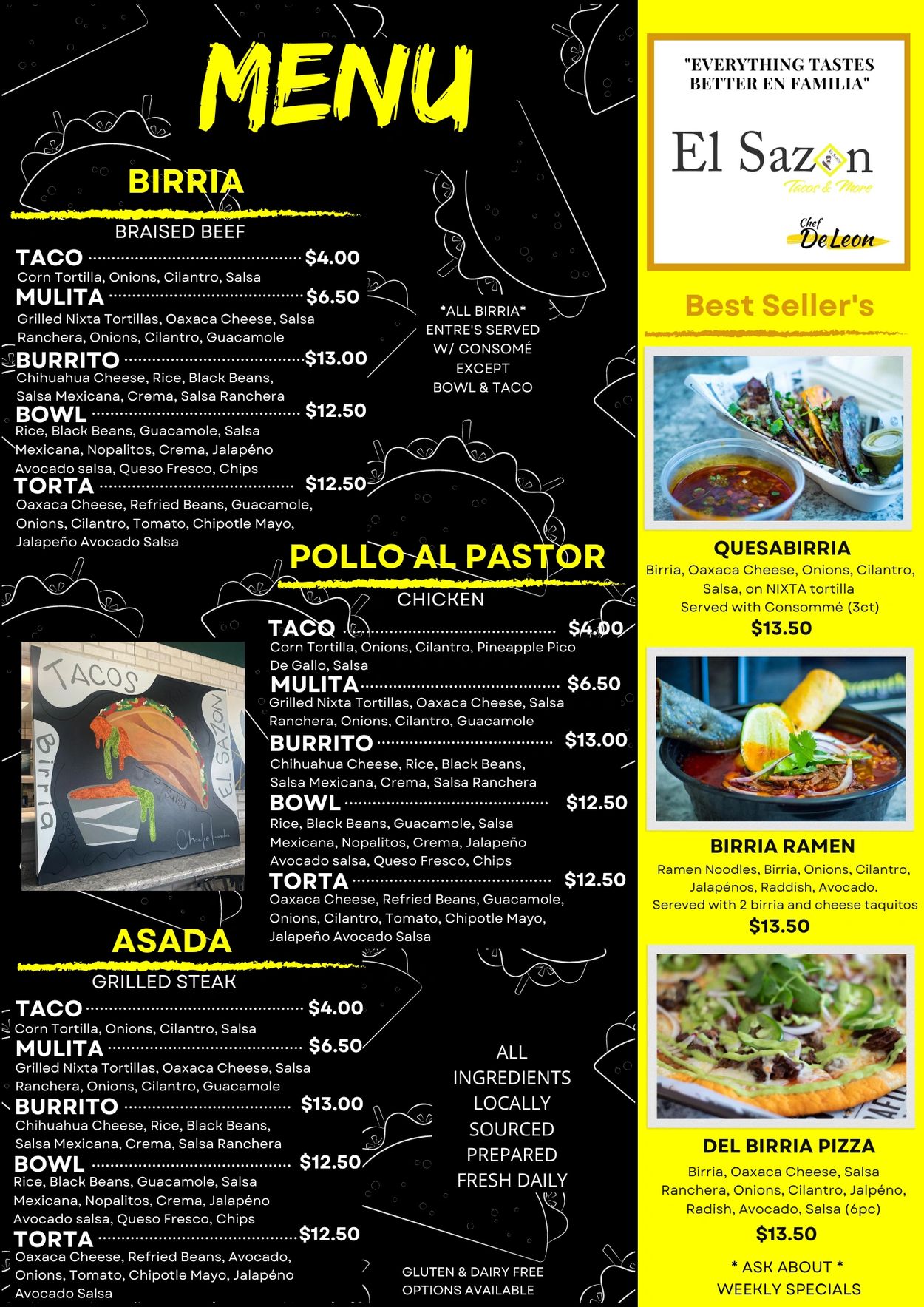 Tacos & More Menu