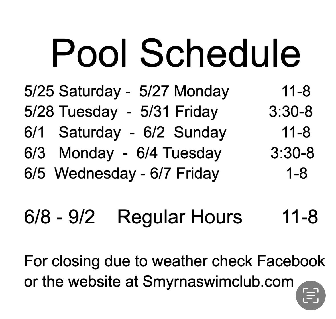 Pool Hours
