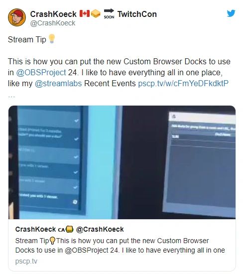 Custom browser docks in OBS and why you should use them