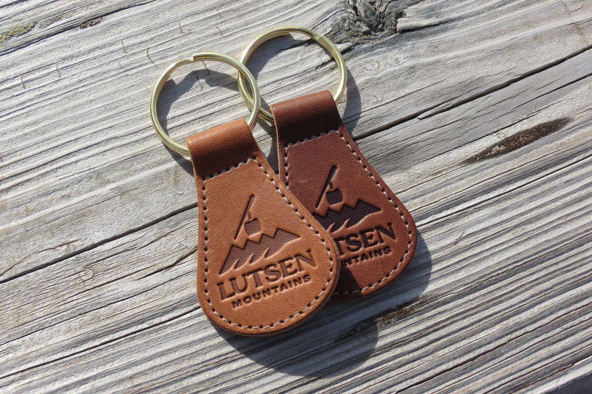 Lutsen Mtns Logo Leather Keychain