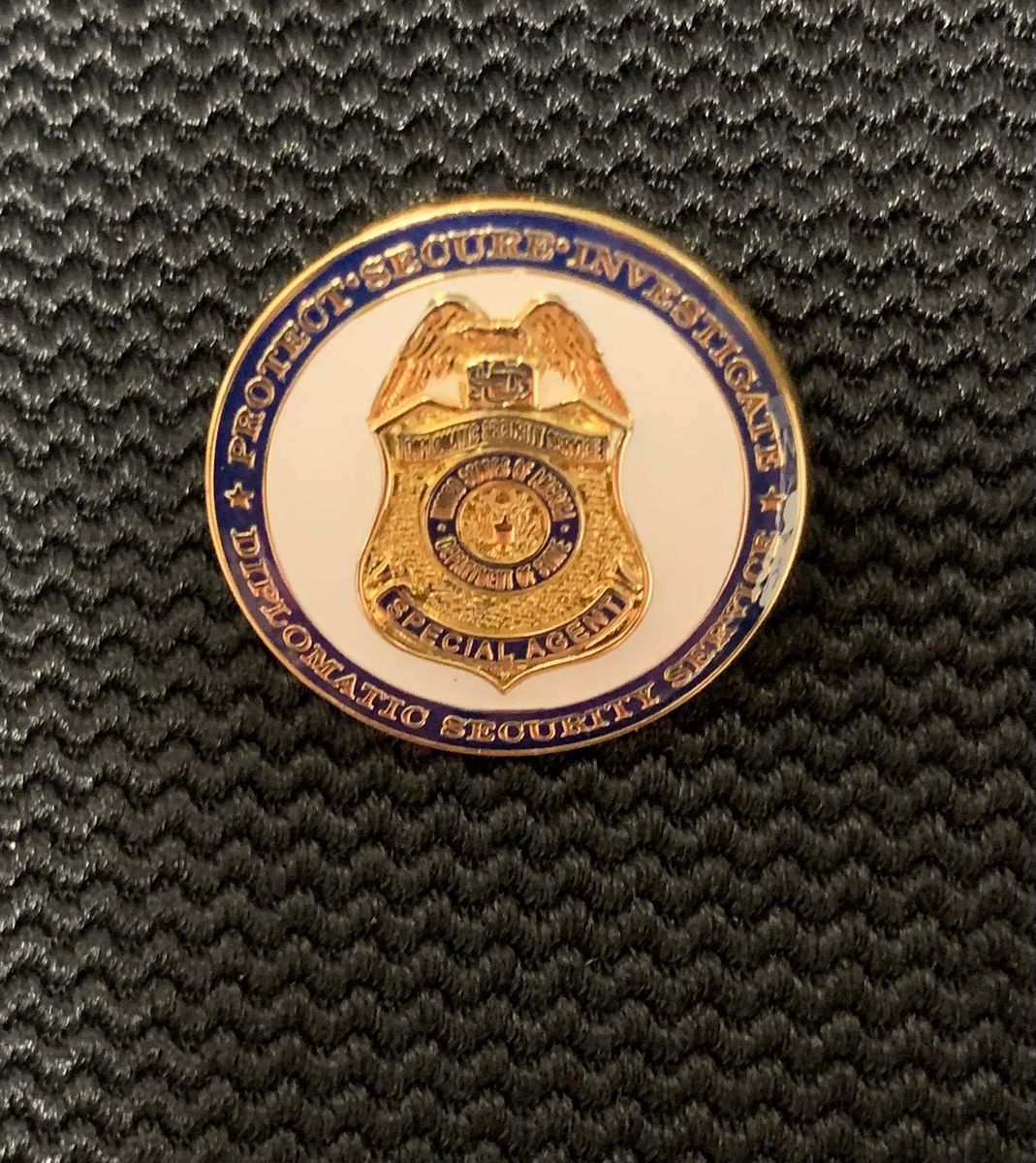 Blue & White Badge Pin