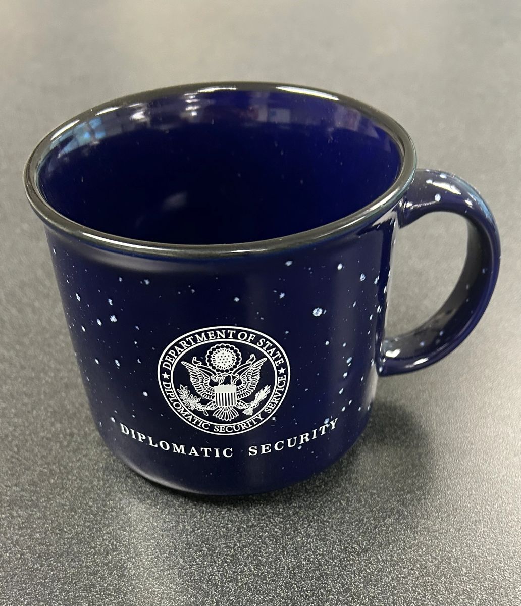 15 oz Speckled Diplomatic Security Mug with black rim (2 colors)