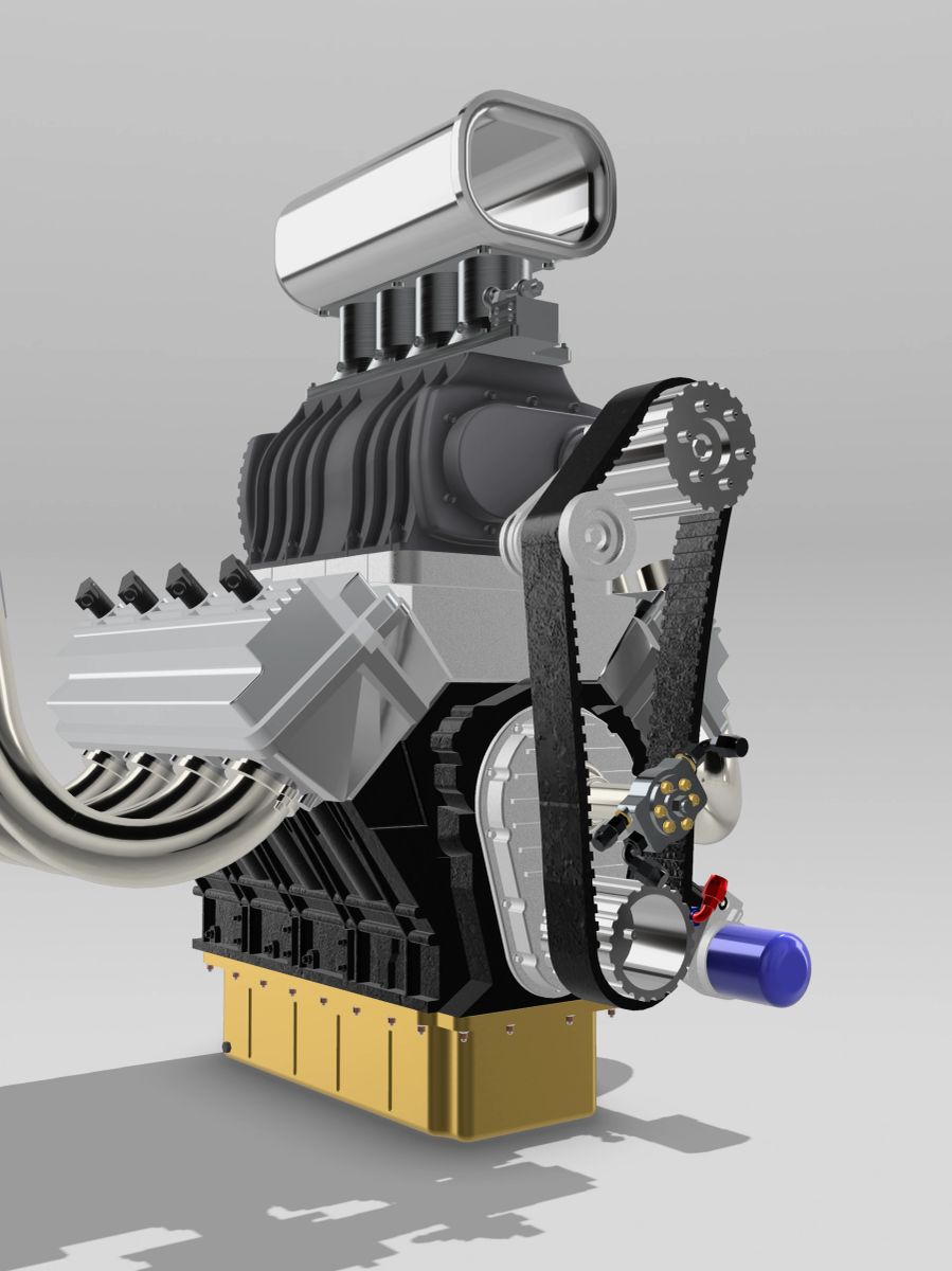 Vintage Hemi Supercharged Engine