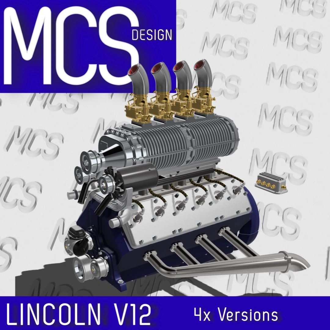 Lincoln V12 Engine with 4 Different Intake Options