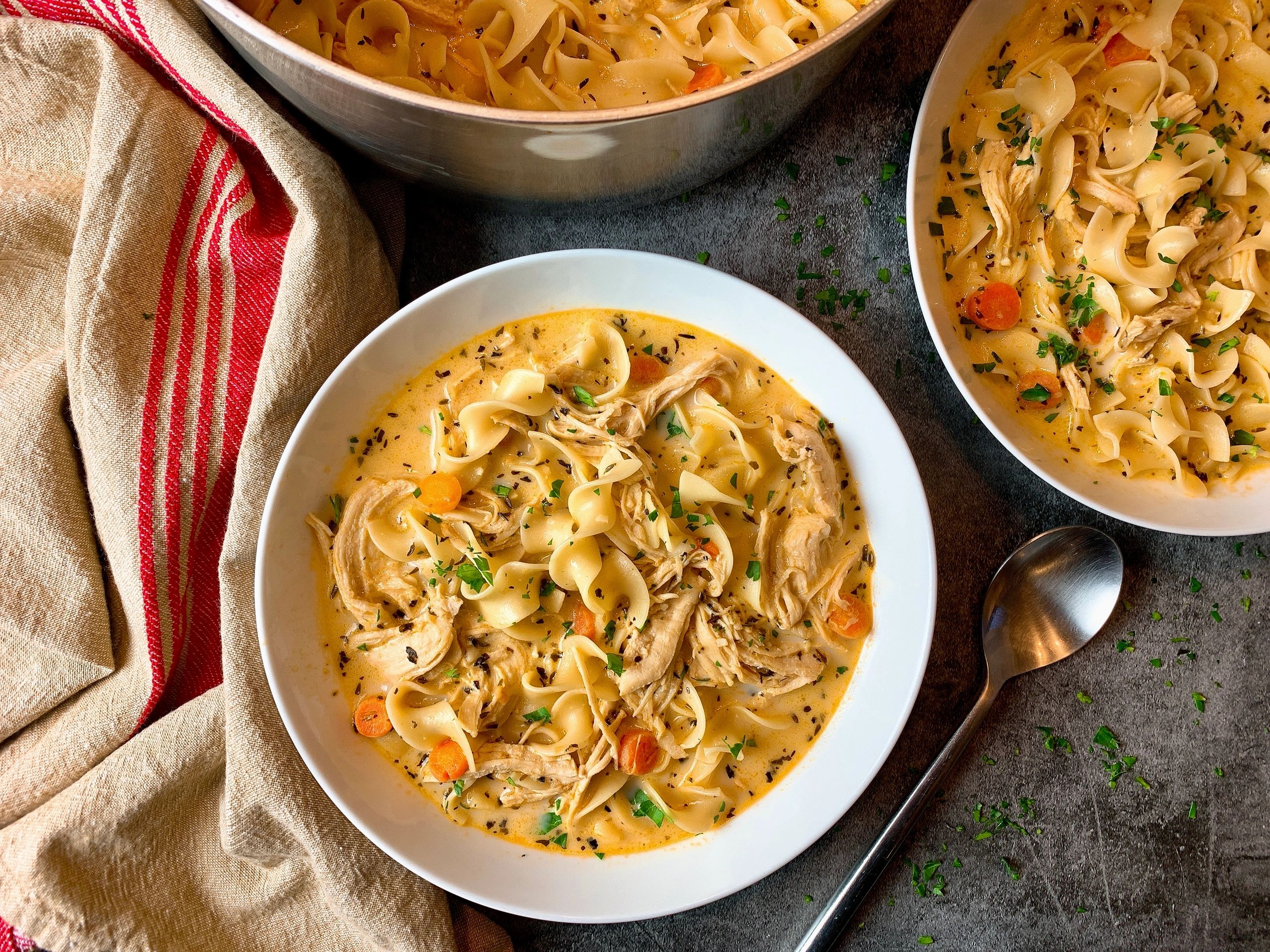 One Pot Creamy Chicken Noodle Soup