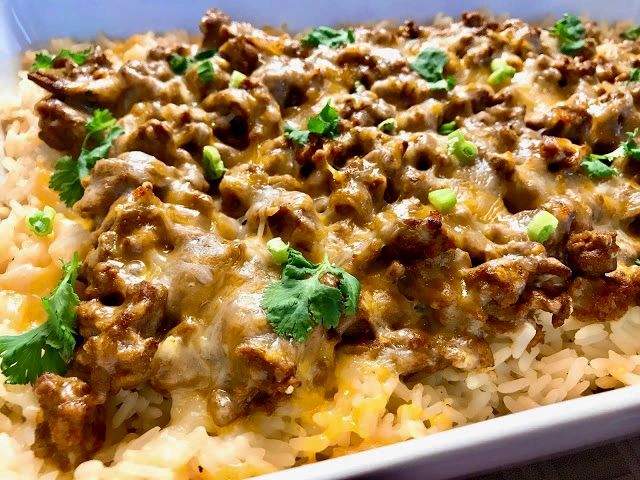 Cheesy Beef and Rice Taco Bake