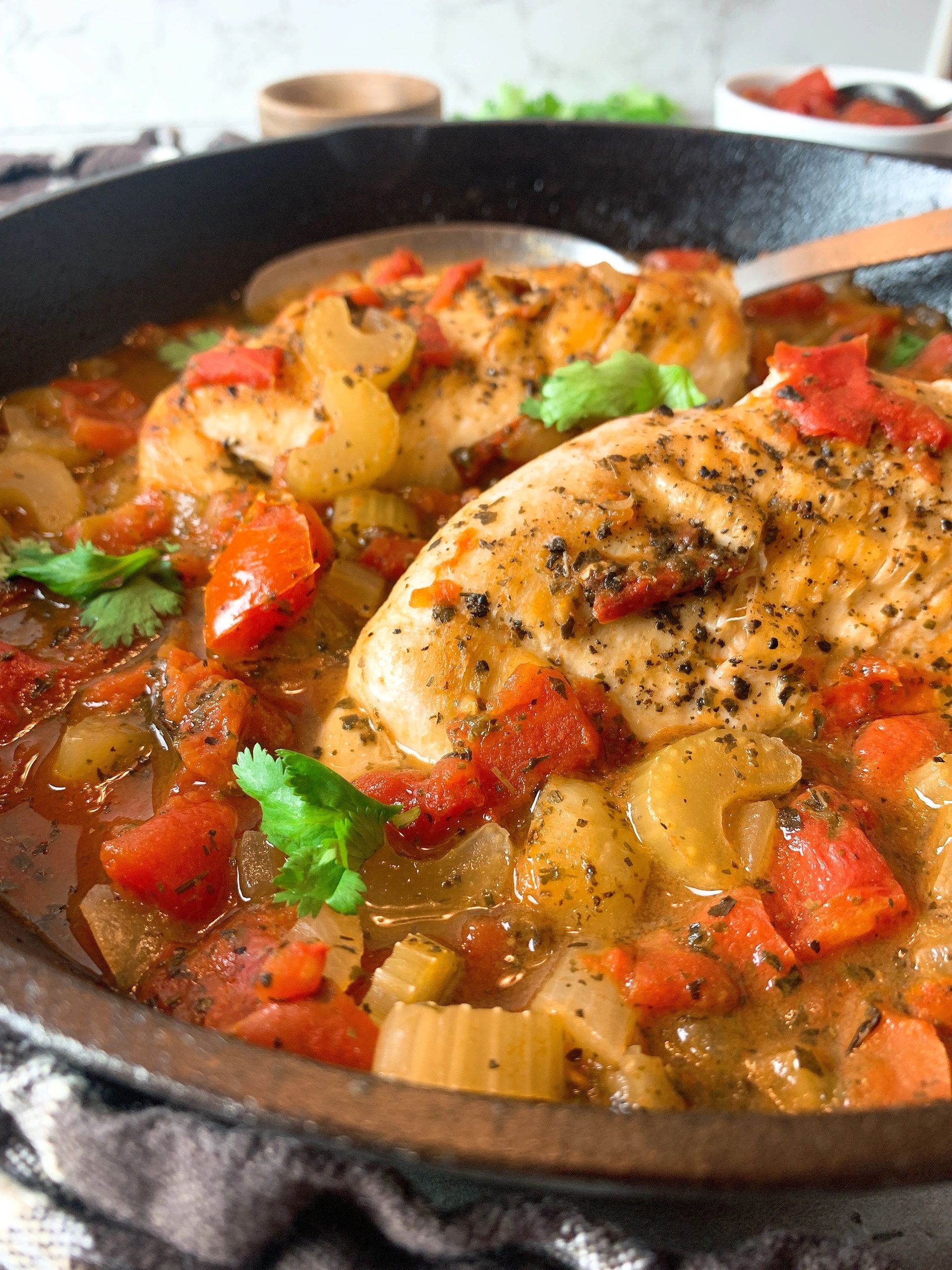 Skillet Chicken with Fire Roasted Tomatoes