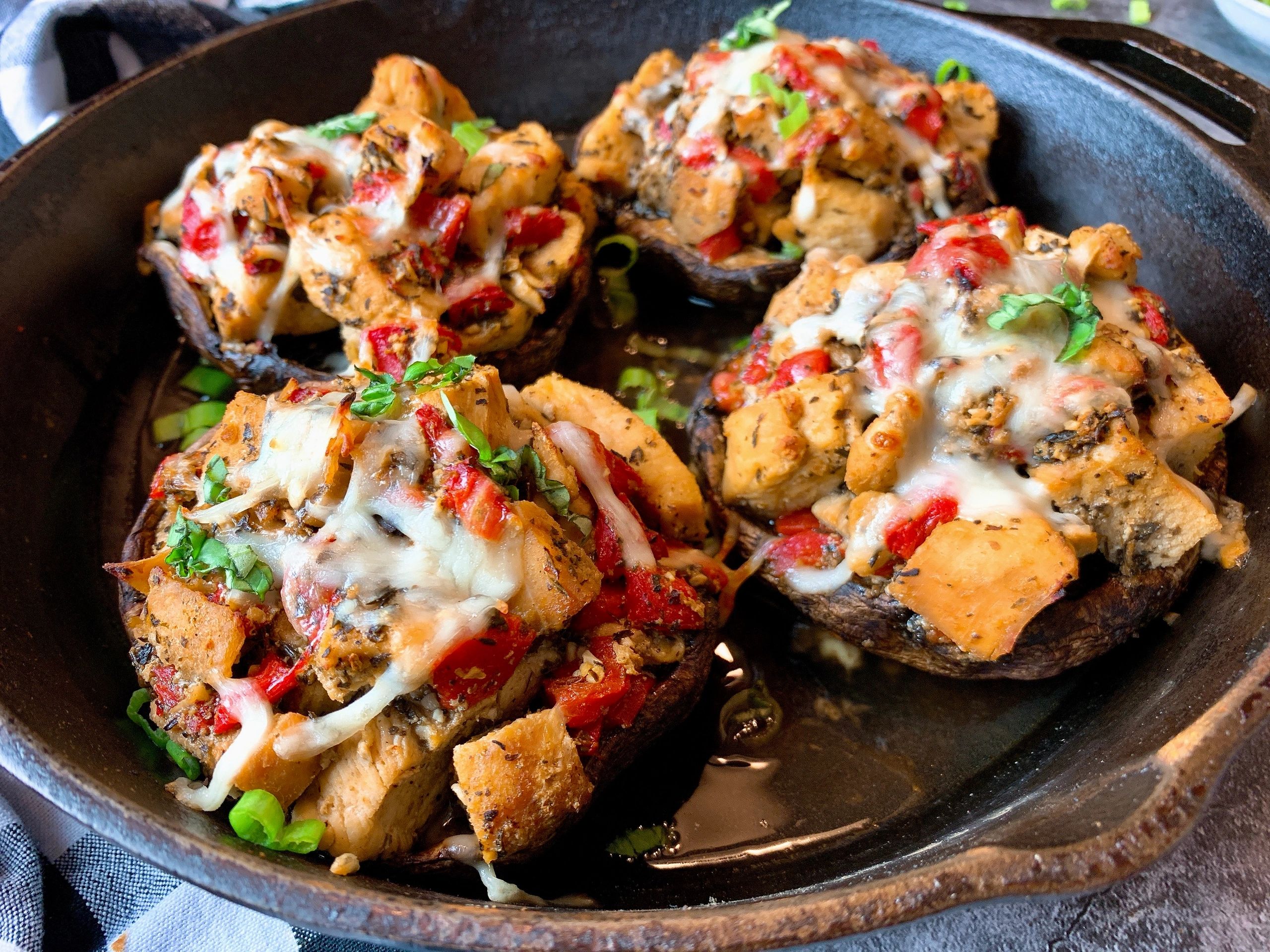 Chicken and Pepper Stuffed Portobellos
