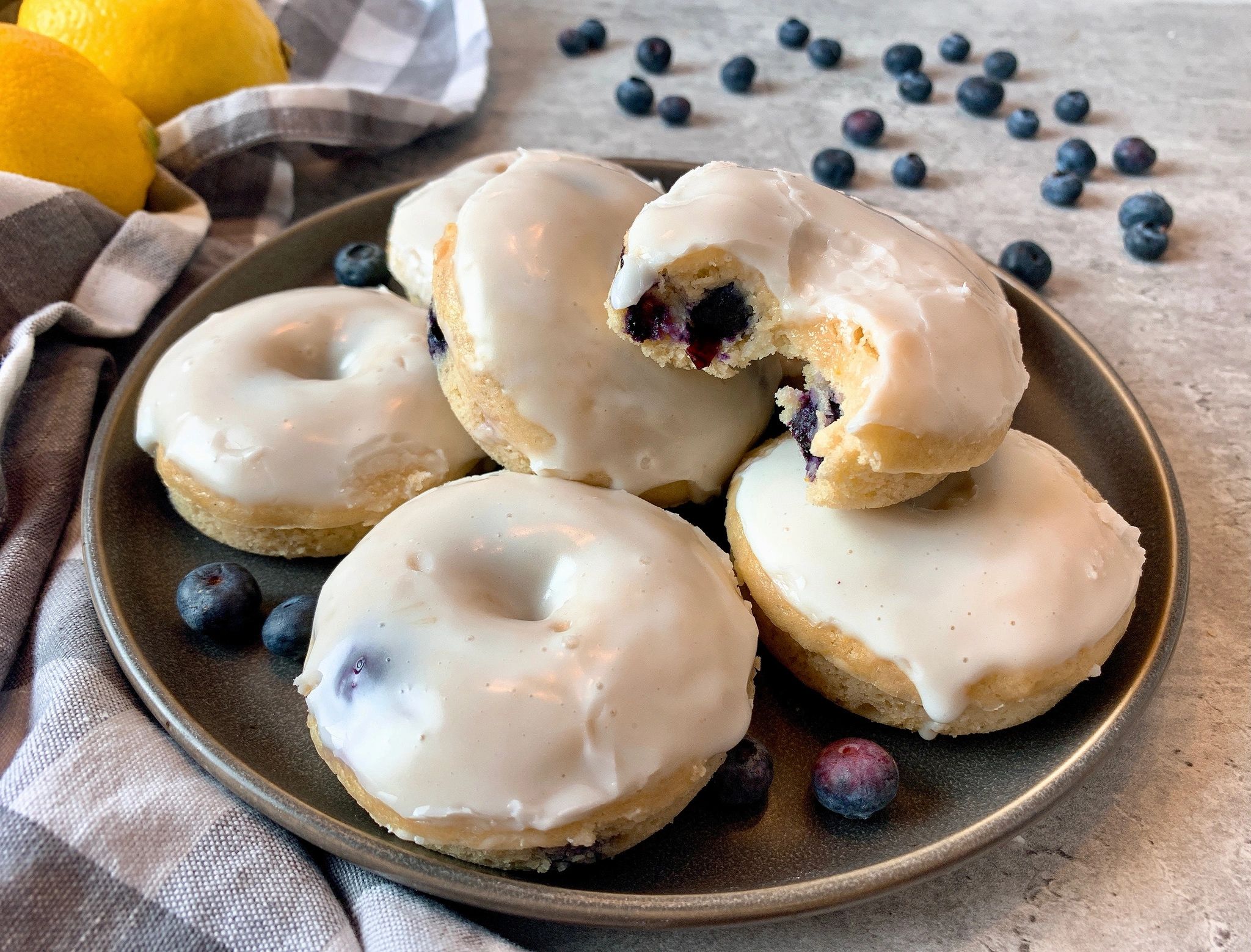 Baked Lemon Blueberry Glazed Donuts