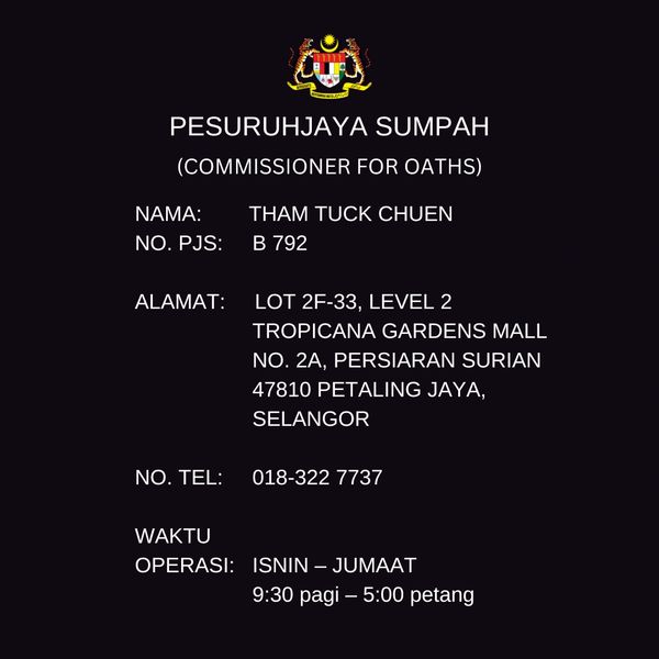 Commissioner For Oaths | Benjamin Tham & Co.