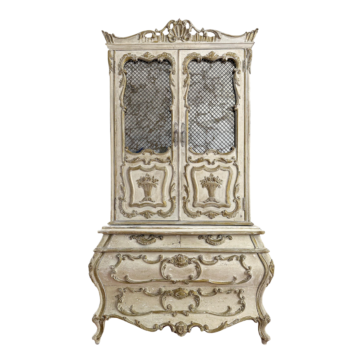 1970s Mid-Century Painted French Rococo Armoire