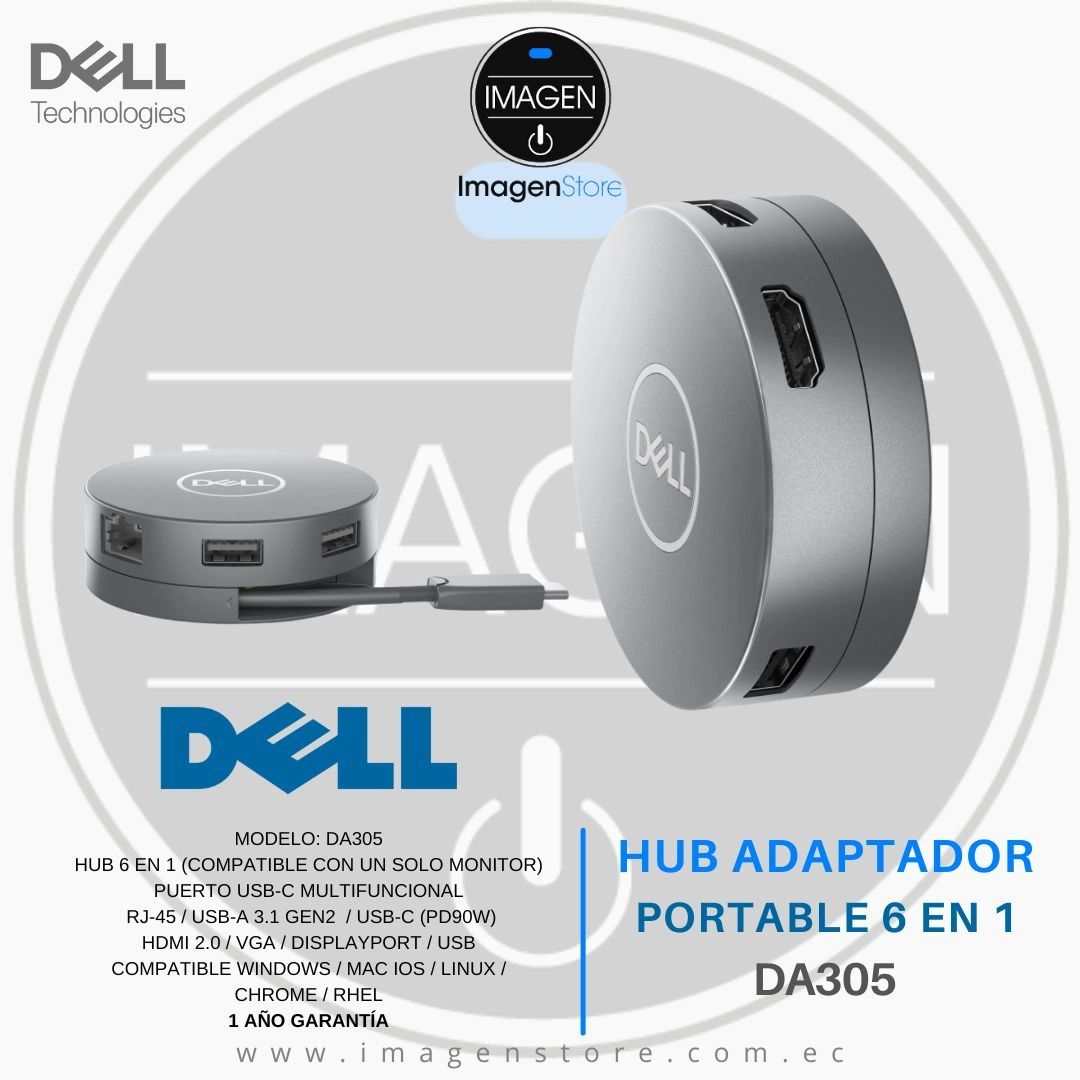 ADAPTADOR MULTIPUERTO DELL USB-C 6 EN 1 - DA305