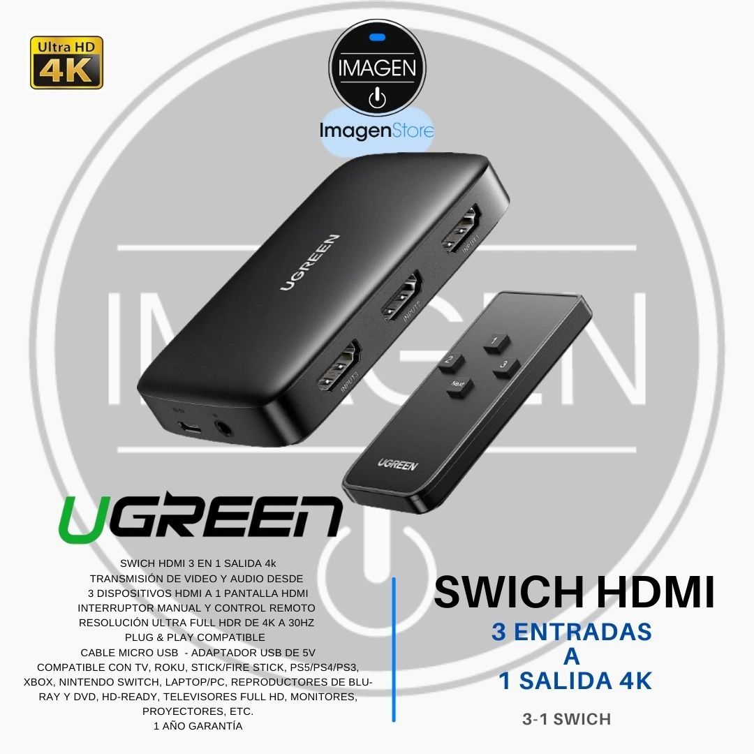 UGREEN - SWICH HDMI 3 en 1 Salida
