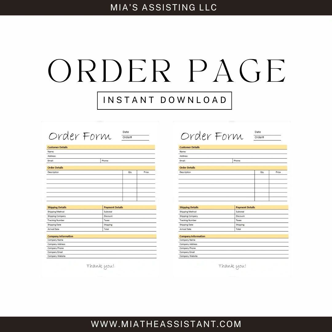 Yellow Order Form