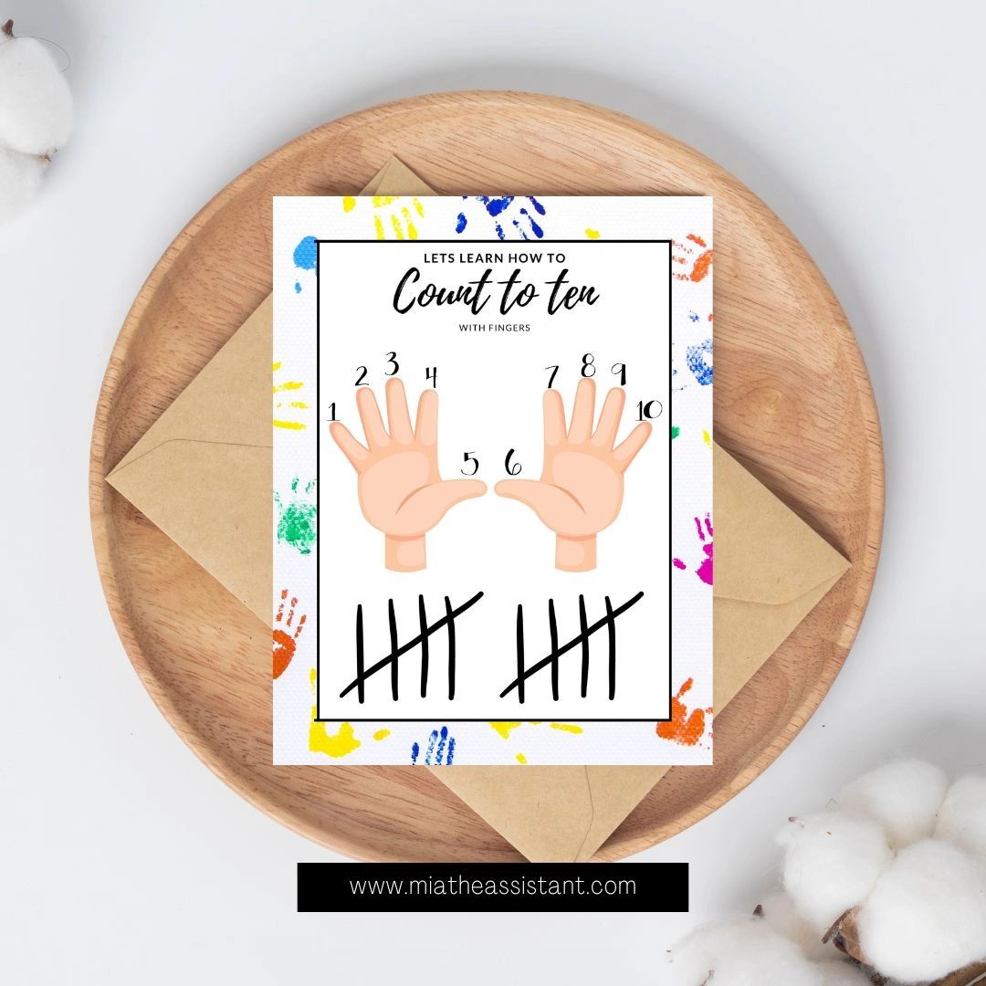 Counting to 10 With Fingers & Tally Marks Black