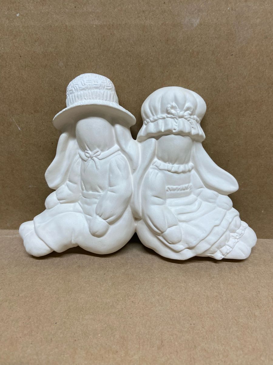 Boy and girl bunny wall hanger