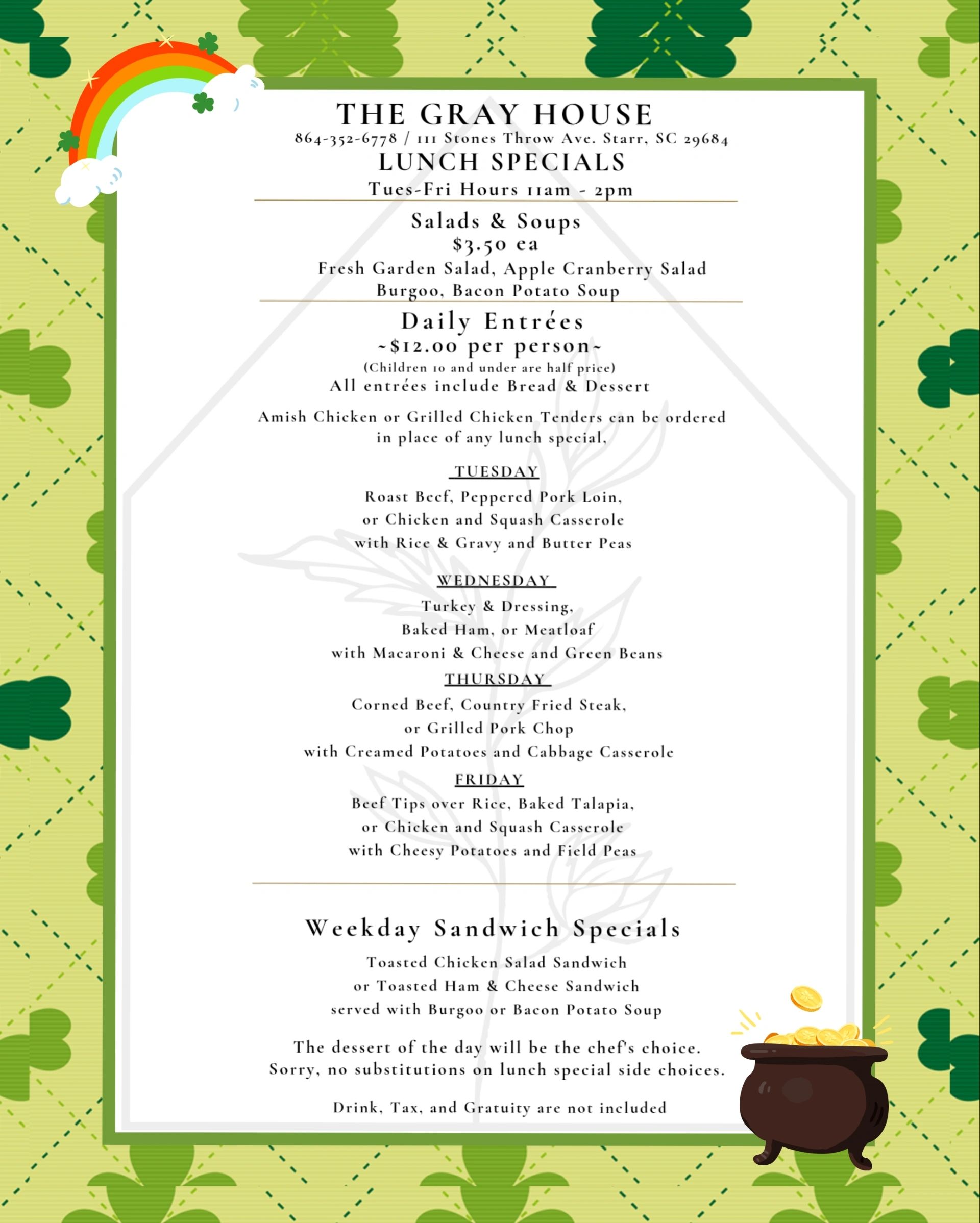 Weekday Lunch Specials