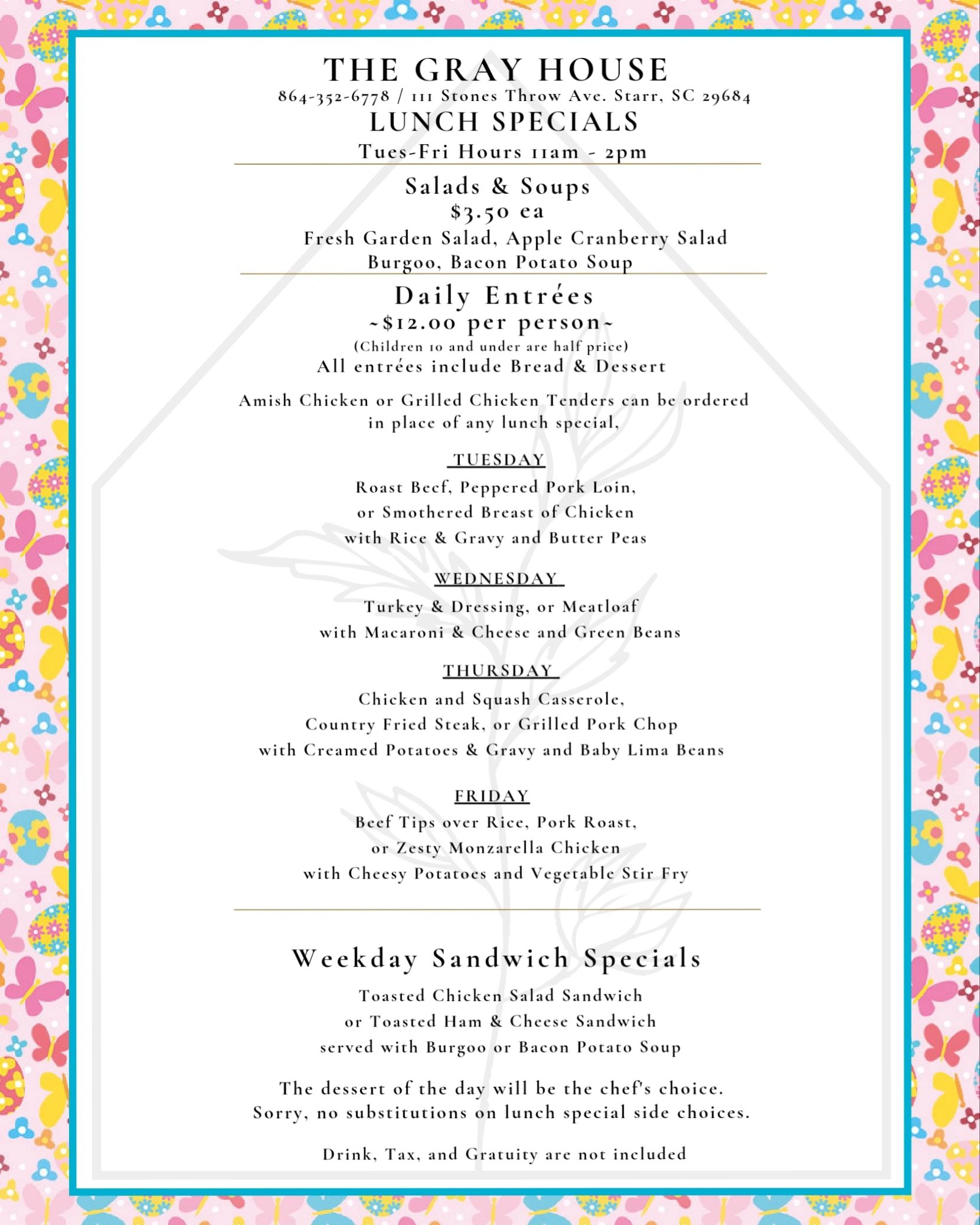 Weekday Lunch Specials