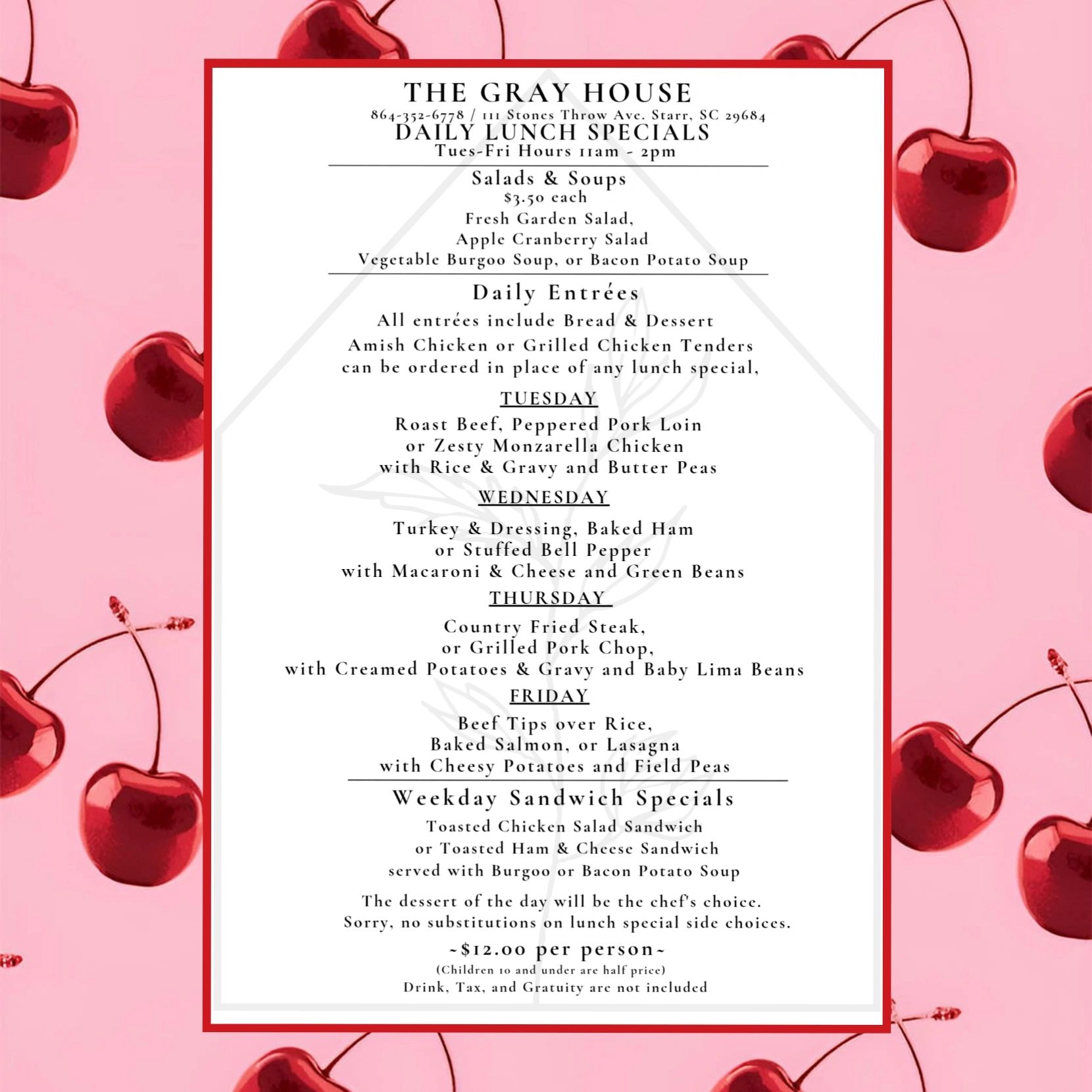 Weekday Lunch Specials