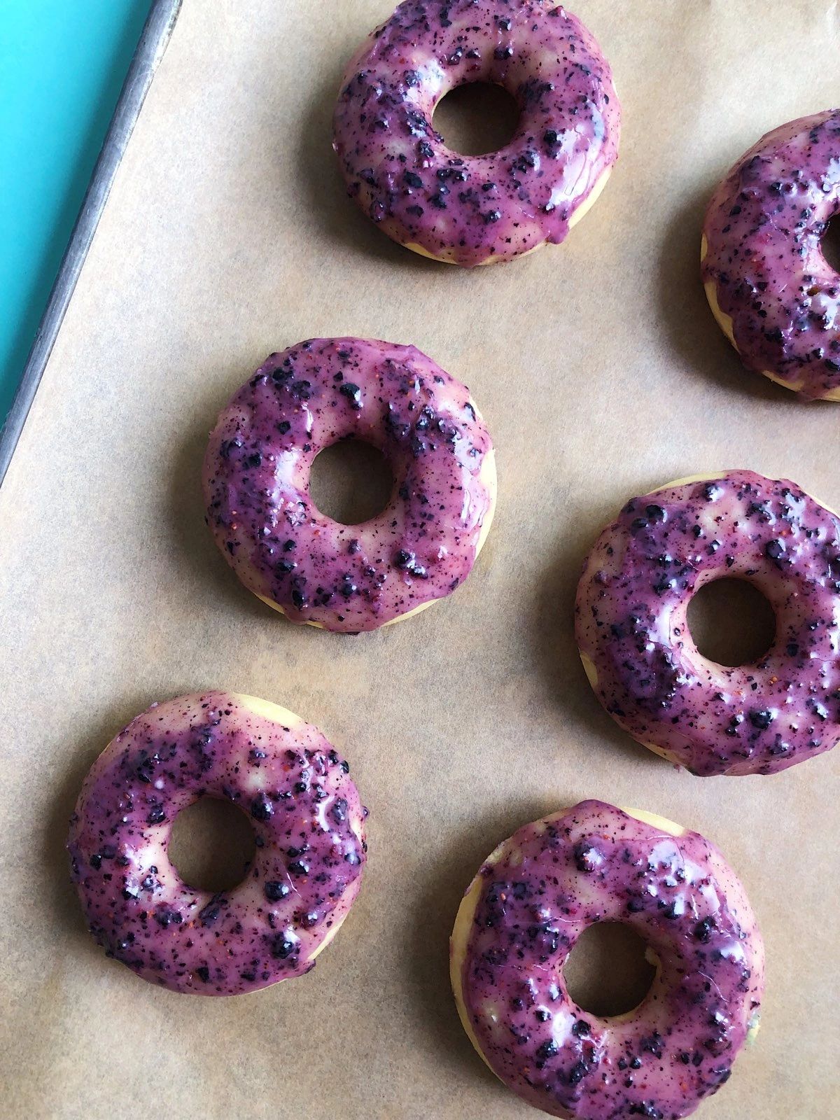 Homemade Donuts with Blueberry Vanilla Frosting