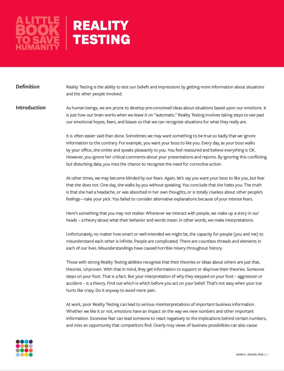 11. Reality Testing: EQ Skill Set Guide