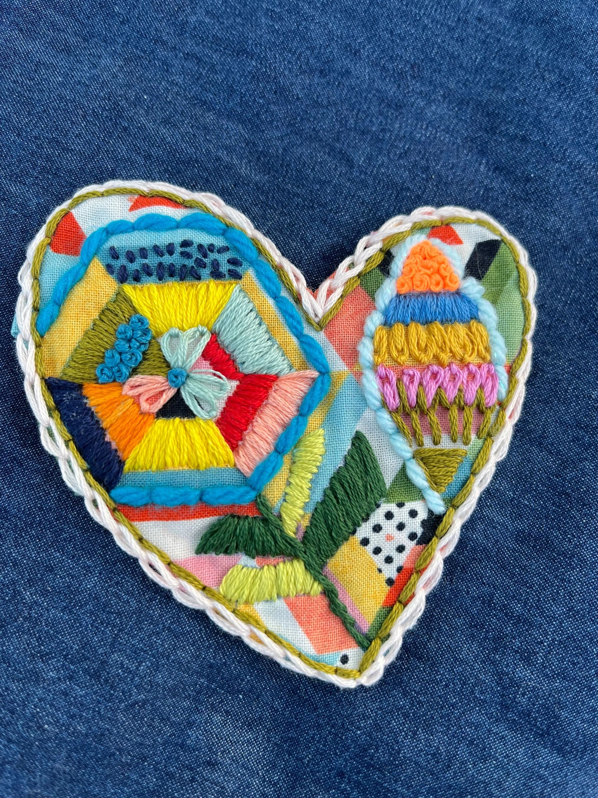 Handmade Embroidery: Quality Embroidered Heart Pins