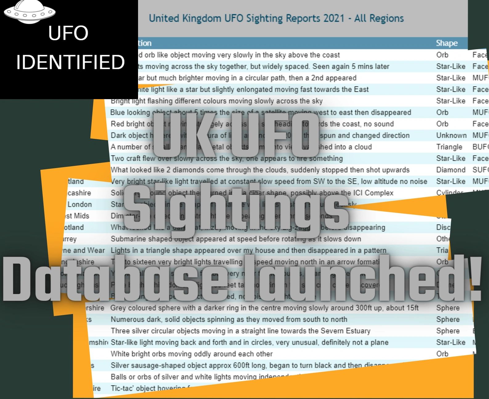 UK UFO Sightings Database Launched!