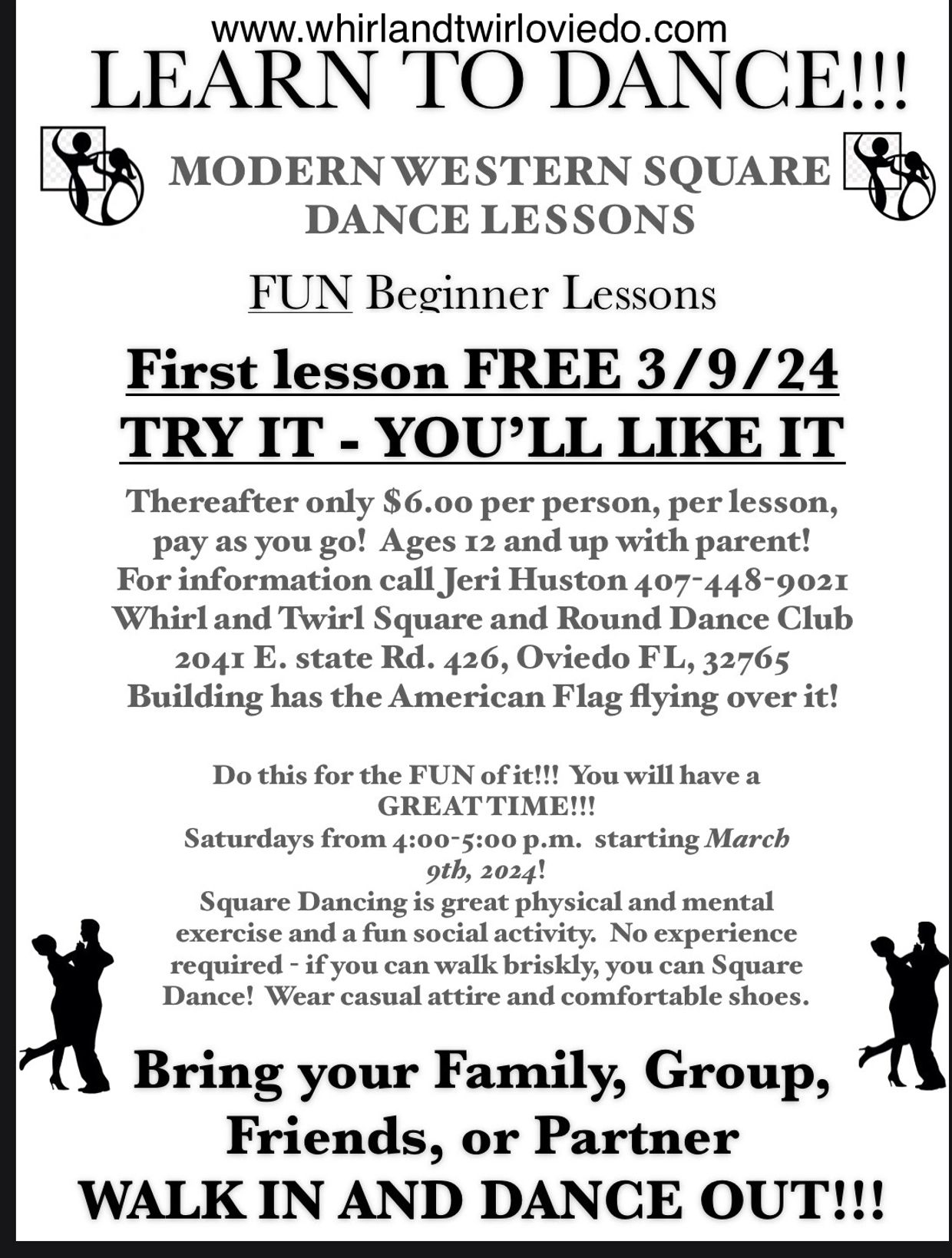 Dance with us at Whirl and Twirl Square Dancing