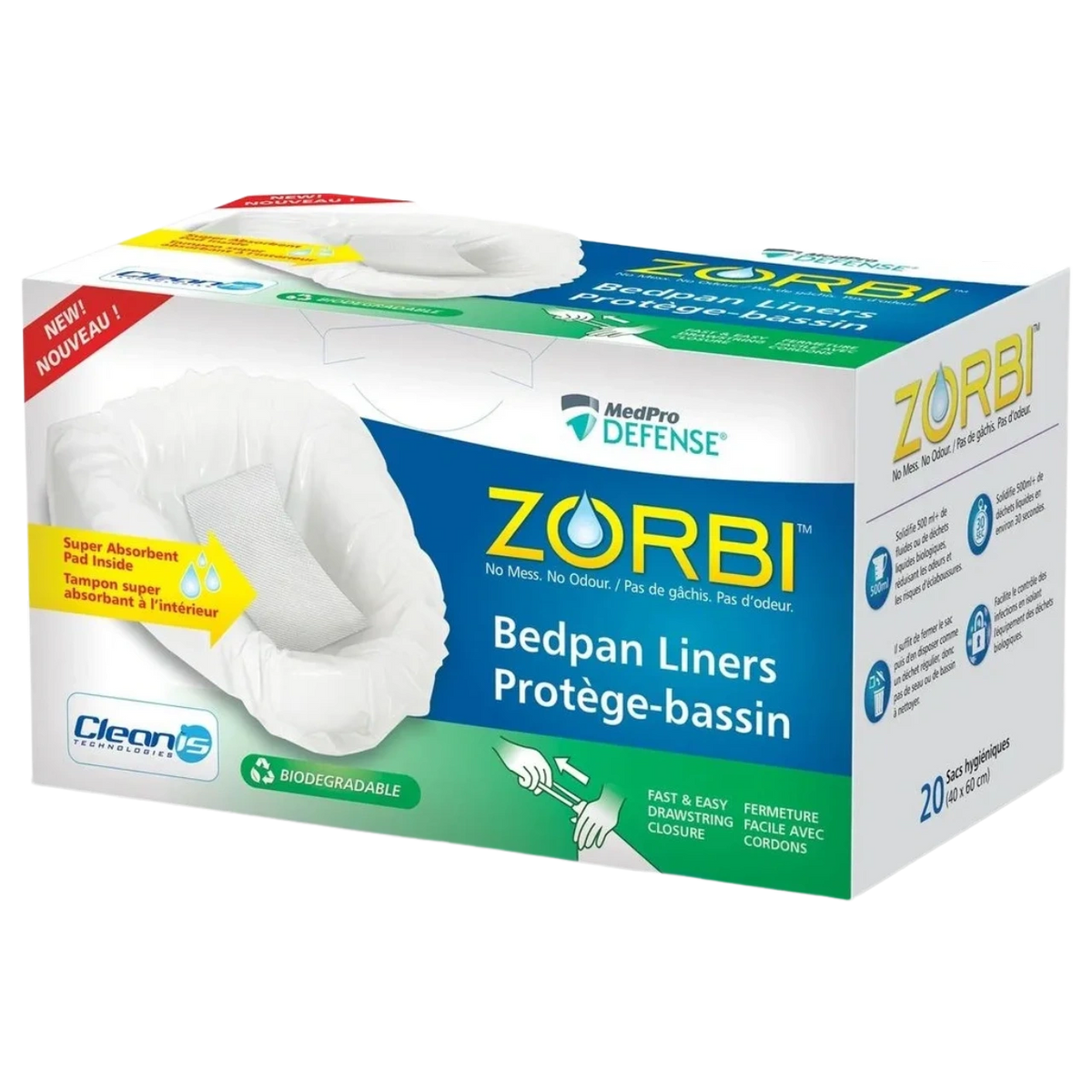 MedPro Defense Zorbi Hygienic Biodegradable Bedpan Liners