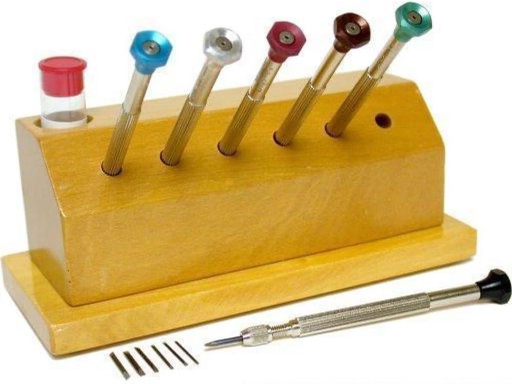 Reversible Blade Screwdriver 6 Piece Set with Stand, Tempered Blades