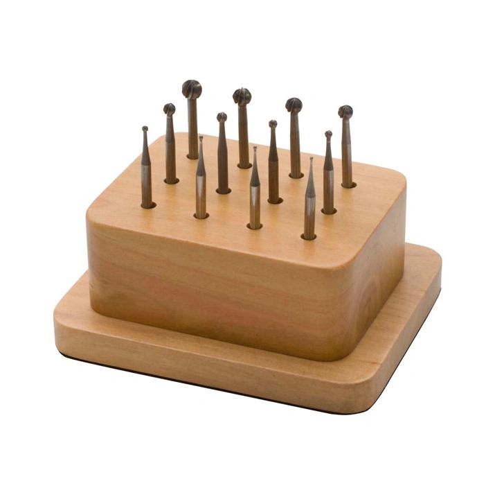 Round Bur Assortment in Wood Stand - 12 pc set
