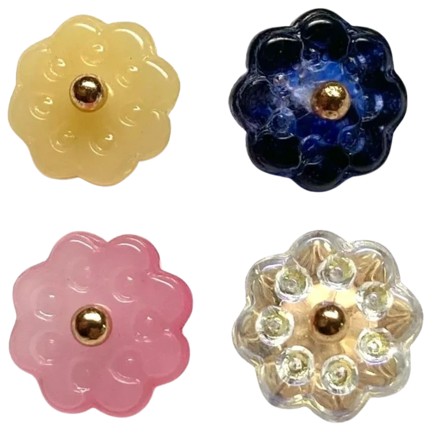 PICK ONE: Glass Lotus Seed Pod Buttons 7/16"