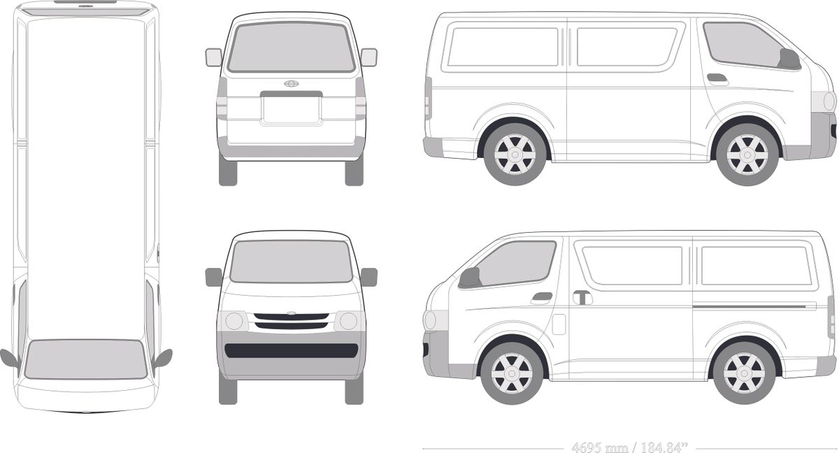 Toyota Hiace H200 SWB 2006 Cad Drawing