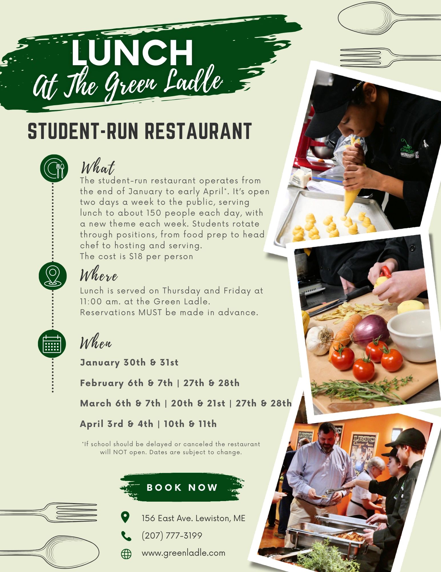 Student-Run Restaurant 2025 Flyer