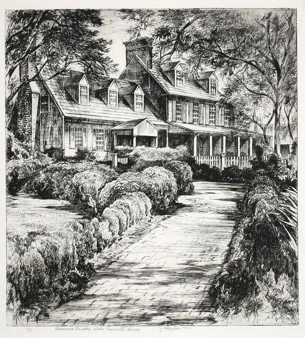 Earl Horter (1881-1940} "Boxwood Garden Kobe Garrett House"