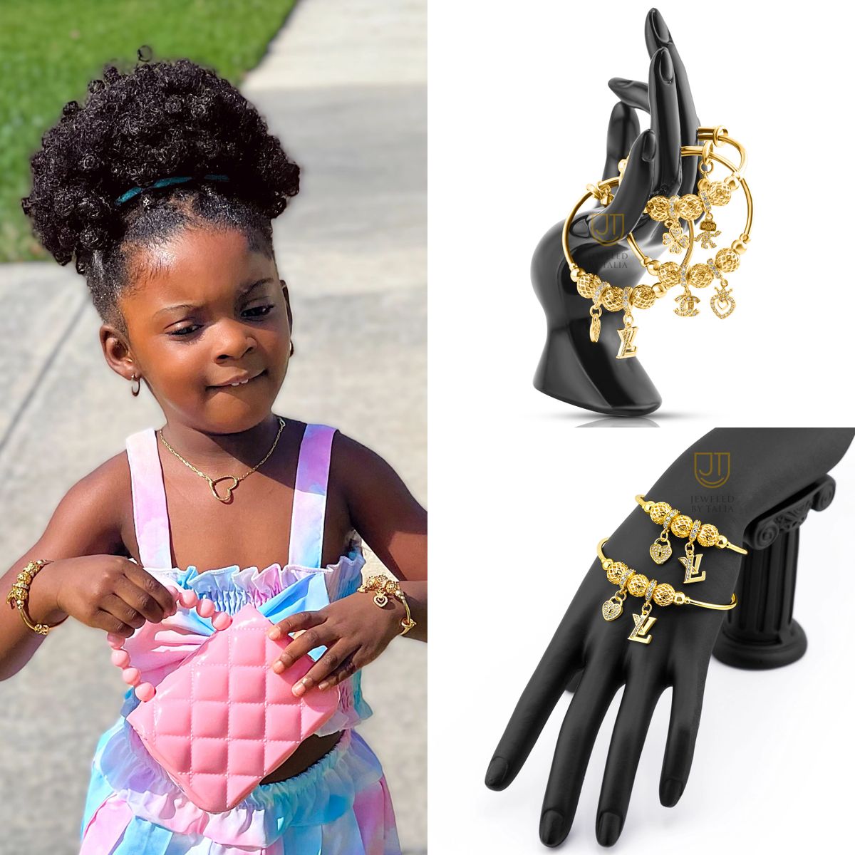 24 Karat Gold Plated self-expandable charm bracelets for Girls Kids ...