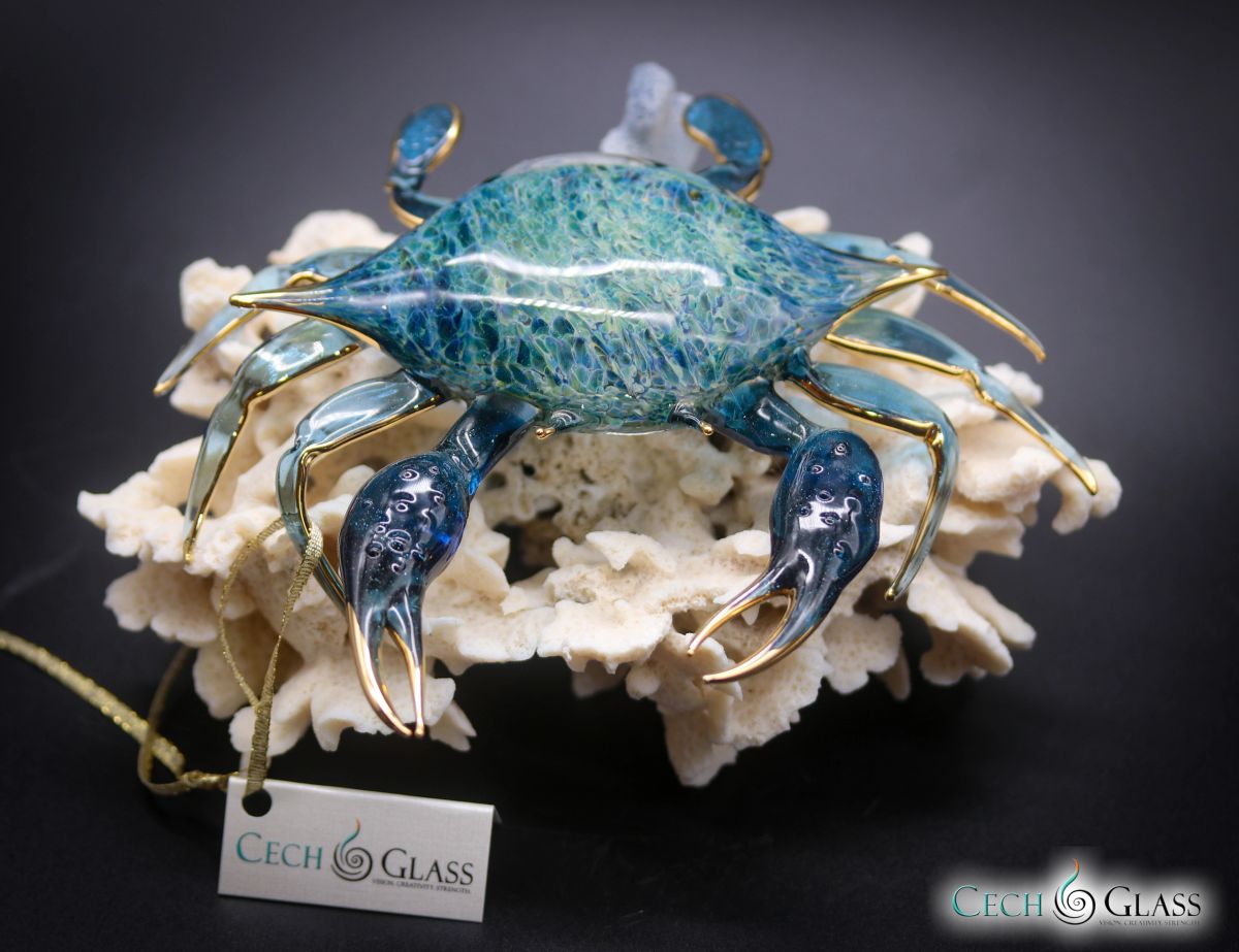 Blue Crab, medium size,on white coral