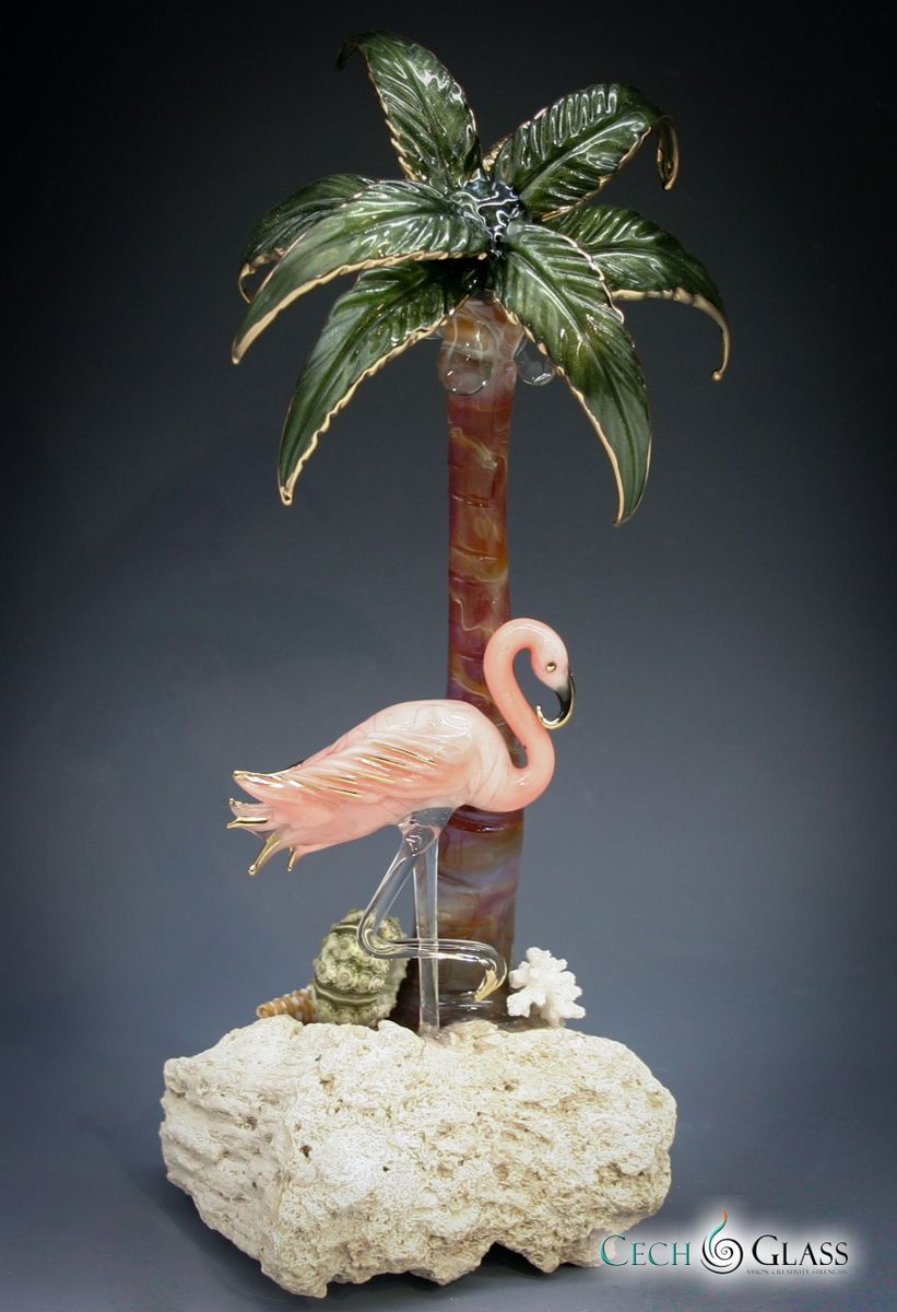 Flamingo under Palm Tree